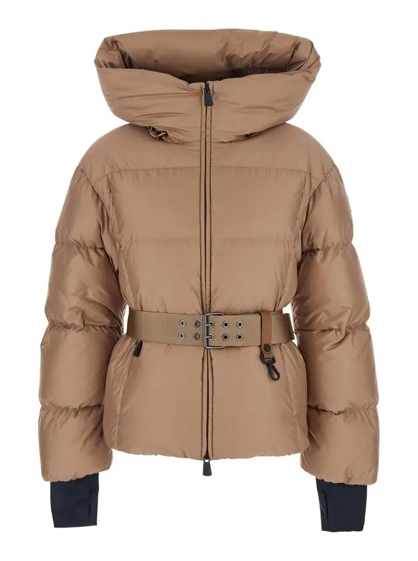 Moncler Down Jacket With Buckled Belt - Multicolor