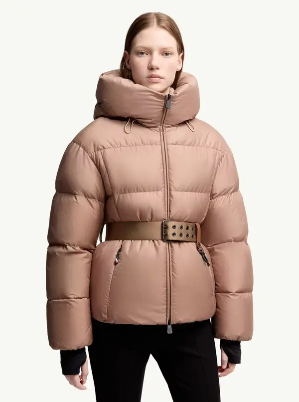 Moncler Down Jacket With Buckled Belt - Multicolor