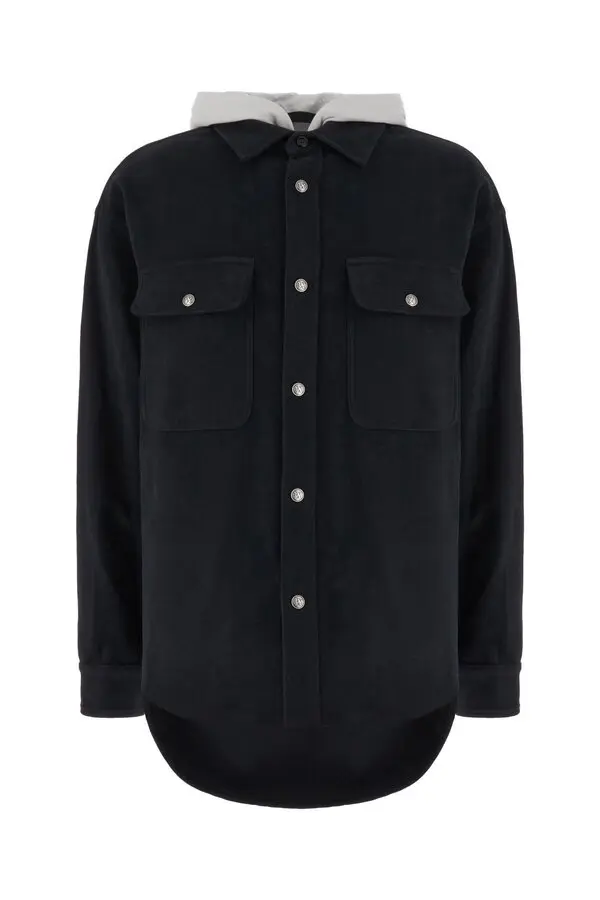 Palm Angels Hooded Shirt Jacket With Embroidered Detail