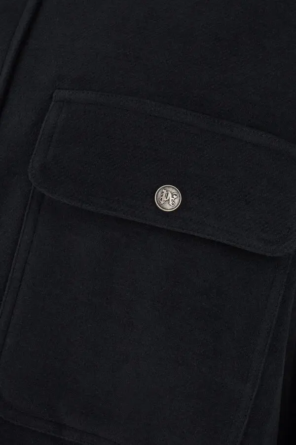 Palm Angels Hooded Shirt Jacket With Embroidered Detail