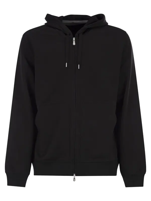 Brunello Cucinelli Cotton Fleece Zip-up Hooded Sweatshirt - Black