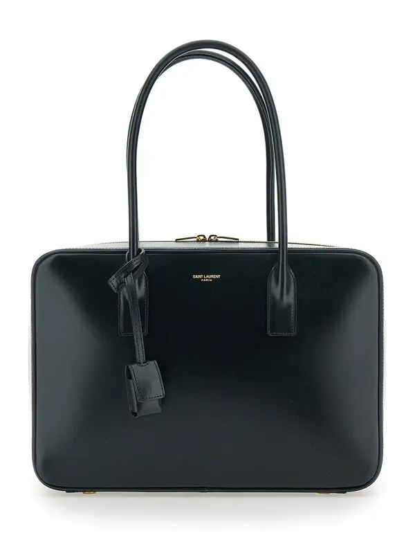 Saint Laurent Leather Shoulder Bag With Logo - Black