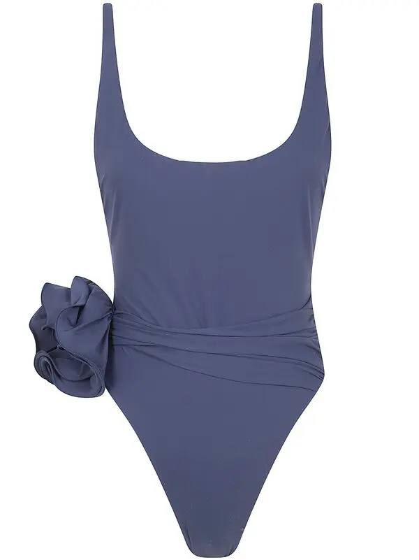 Magda Butrym One-piece Swimsuit With Flower Waist Detail - Gray