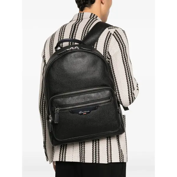 Santoni Pebble Leather Backpack