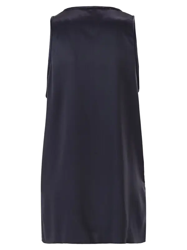 Brunello Cucinelli Stretch Silk Satin Crew Neck Top - Multicolor