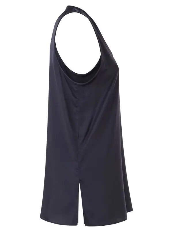 Brunello Cucinelli Stretch Silk Satin Crew Neck Top - Multicolor
