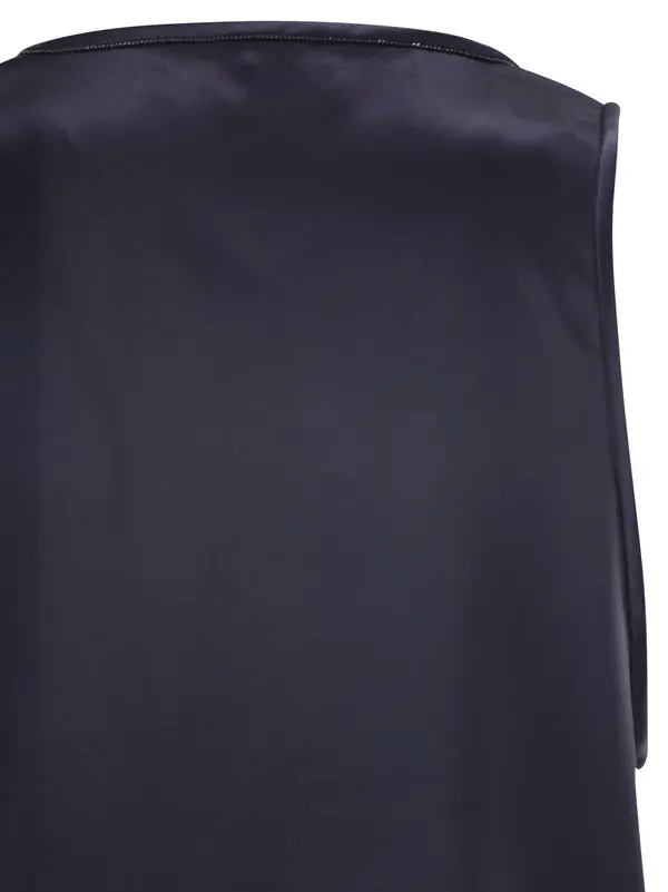 Brunello Cucinelli Stretch Silk Satin Crew Neck Top - Multicolor