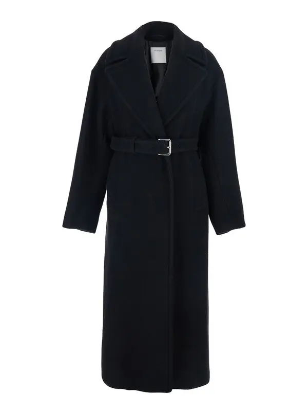 Sportmax Wool Coat With Classic Lapels And Waist Belt - Multicolor
