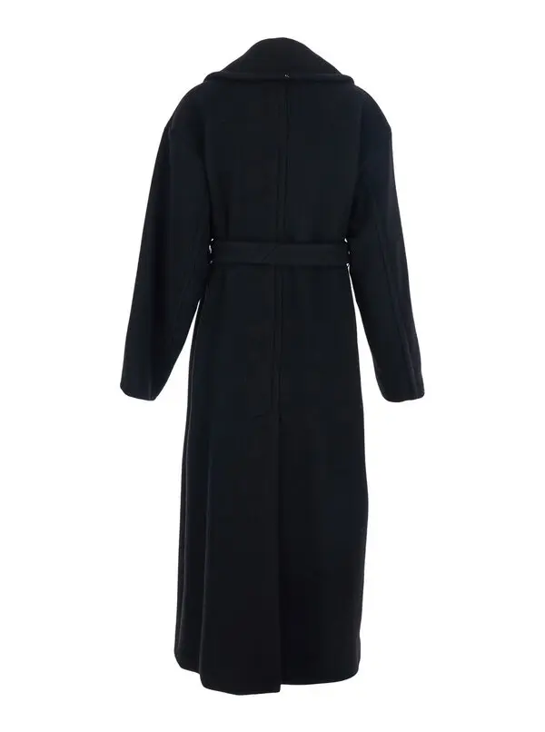 Sportmax Wool Coat With Classic Lapels And Waist Belt - Multicolor