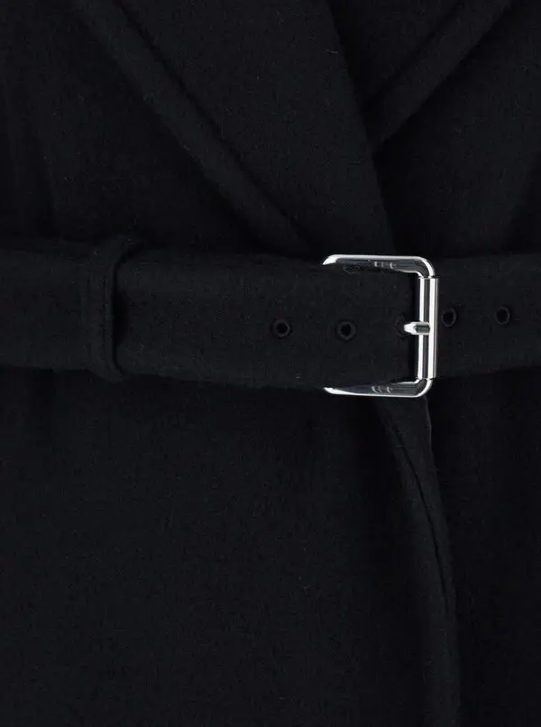 Sportmax Wool Coat With Classic Lapels And Waist Belt - Multicolor
