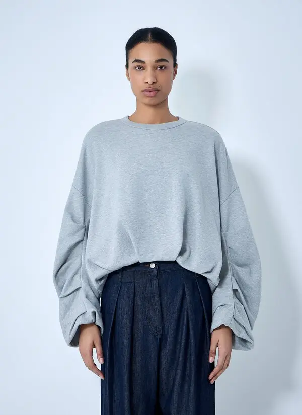 Dries Van Noten Oversized Crewneck Sweater In Cotton-blend Jersey - Gray