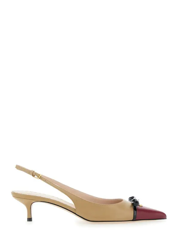 Valentino Garavani Leather Slingback Pumps With Bow Detail - Multicolor