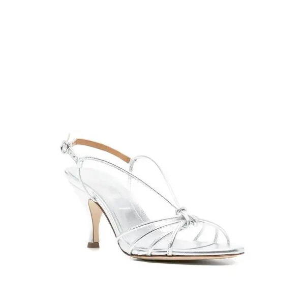 AeydĒ Strappy Knot Slingback Sandals - Silver