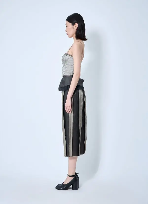 MAISON MARGIELA Contrast Panel Silk Midi Dress