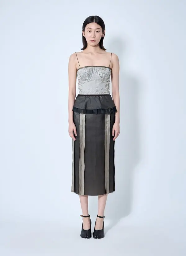 MAISON MARGIELA Contrast Panel Silk Midi Dress - Black
