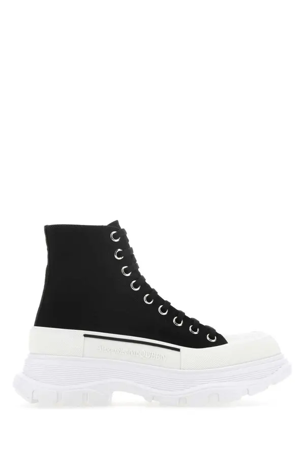 Alexander McQueen Canvas Lace-up High Top Sneakers - Black