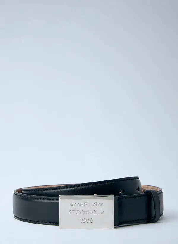 Acne Studios Engraved Logo Leather Belt - Black