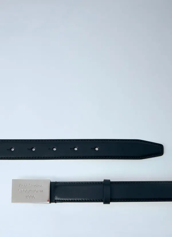 Acne Studios Engraved Logo Leather Belt - Black