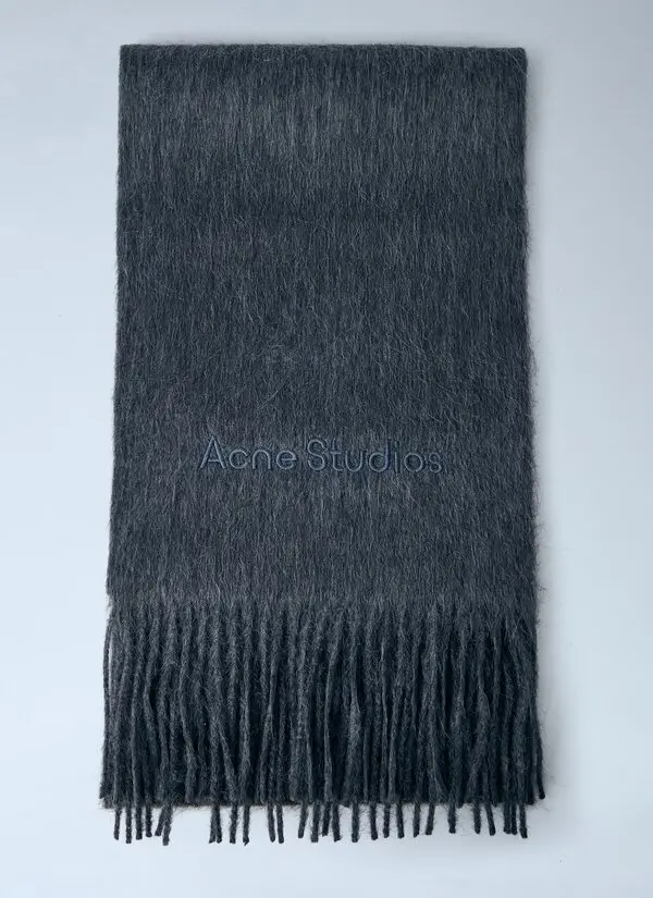 Acne Studios Logo Wool Scarf - Gray