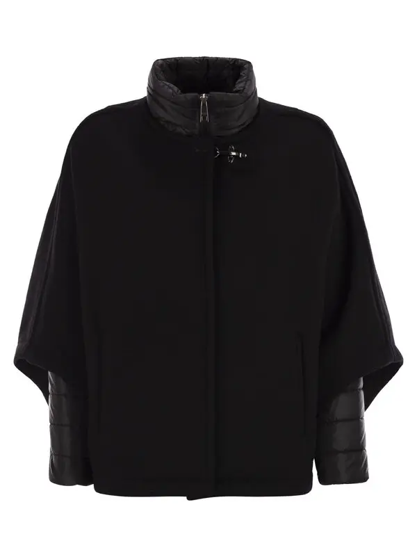 FAY 3-in-1 Double-sided Wool And Cashmere Cape With Removable Padded Jacket - Black