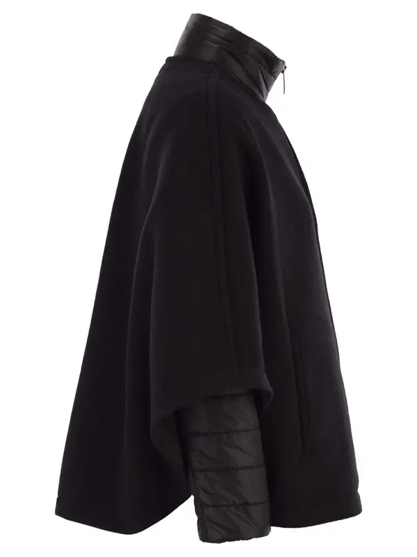FAY 3-in-1 Double-sided Wool And Cashmere Cape With Removable Padded Jacket - Black