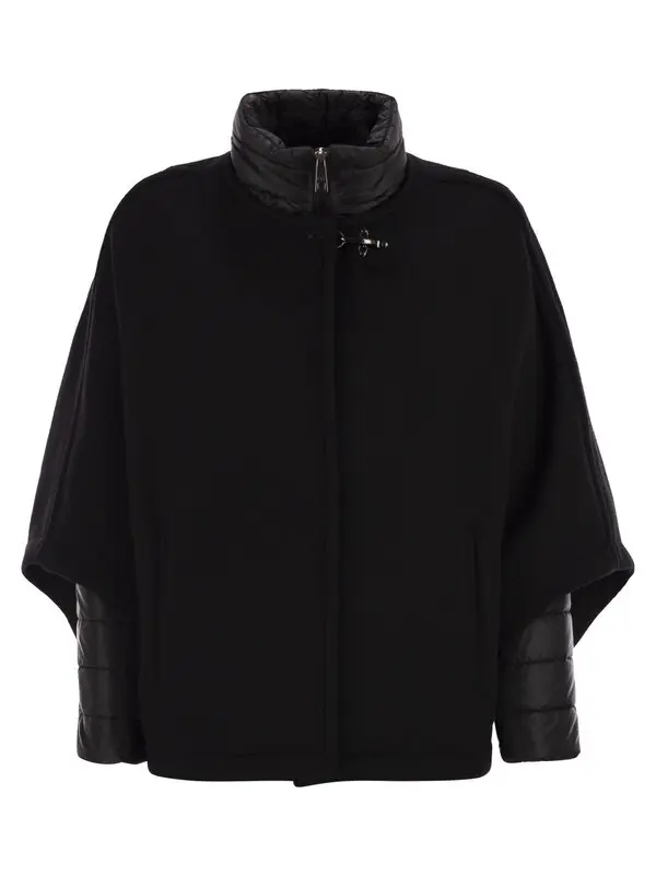 FAY 3-in-1 Double-sided Wool And Cashmere Cape With Removable Padded Jacket - Black