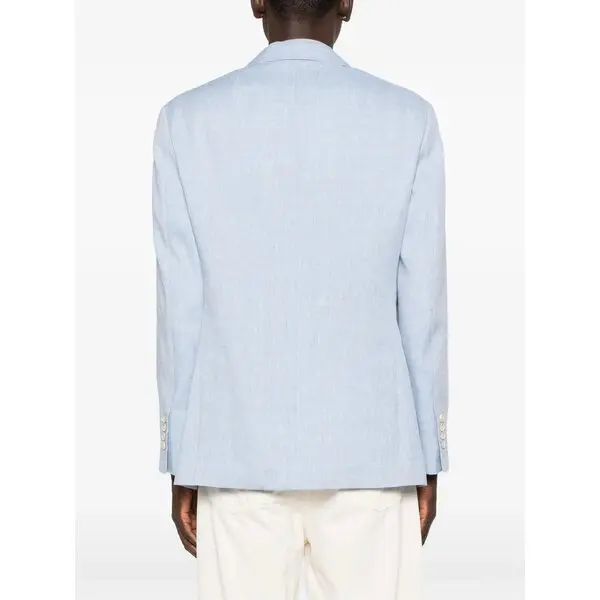 Brunello Cucinelli Light Linen & Virgin Wool Blend Blazer - Blue