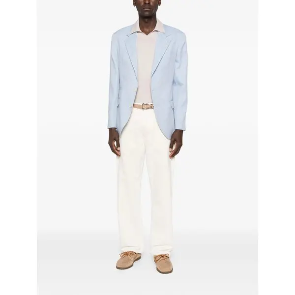 Brunello Cucinelli Light Linen & Virgin Wool Blend Blazer - Blue