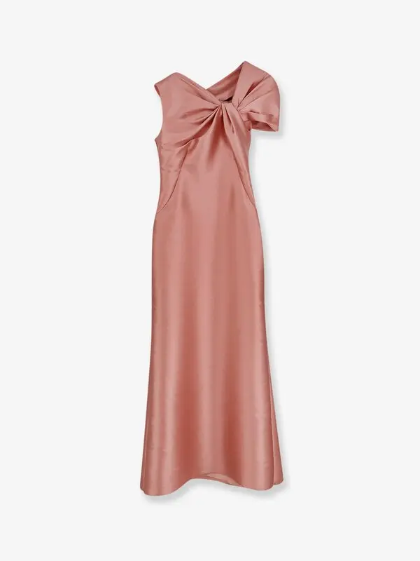 Alberta Ferretti Mikado Long Dress With Asymmetrical Bow Detail - Multicolor