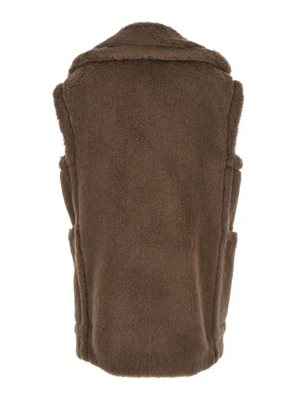 Max Mara Brown Fur Vest With Classic Lapels - Multicolor