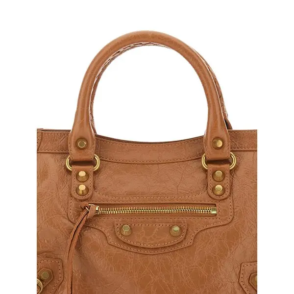 Balenciaga Leather Top Handle Bag With Detachable Shoulder Strap - Brown