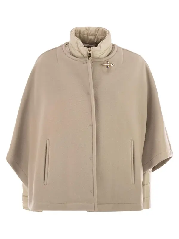 FAY 3-in-1 Double-sided Wool And Cashmere Cape With Removable Padded Jacket - Multicolor