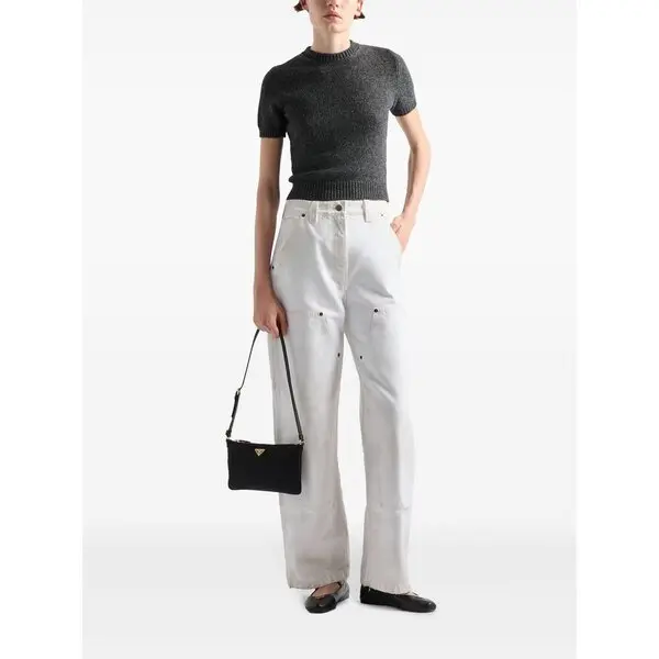 Prada Enamel Triangle Logo Shoulder Bag