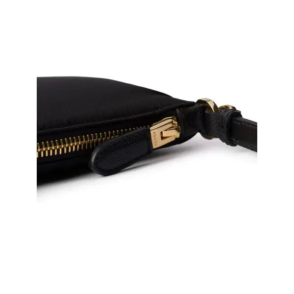 Prada Enamel Triangle Logo Shoulder Bag - Black