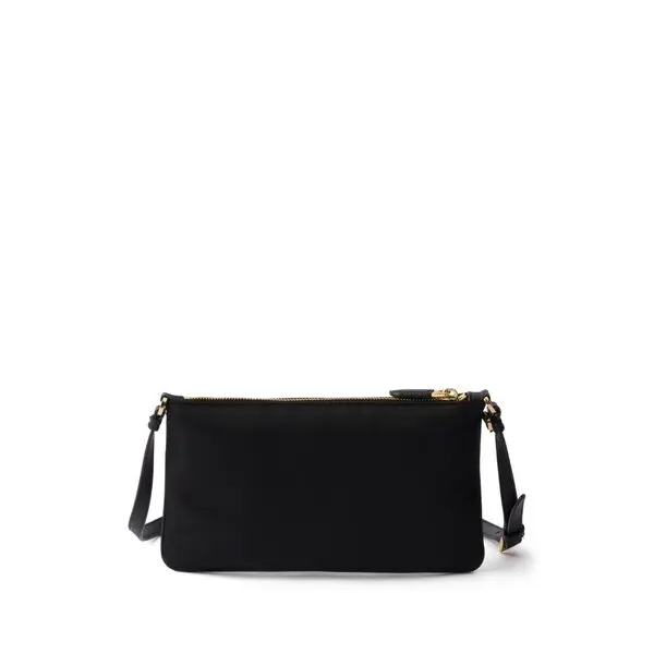 Prada Enamel Triangle Logo Shoulder Bag - Black
