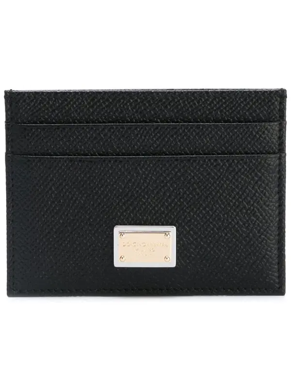 Dolce & Gabbana Dauphine Calfskin Card Holder With Branded Plate - Black