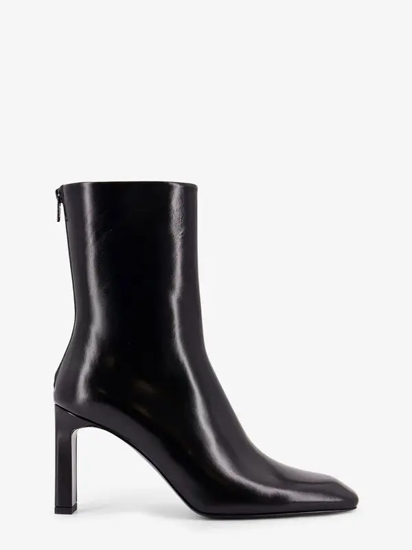 TOTEME Leather Ankle Boots With Zip Closure And Covered Heel - Black