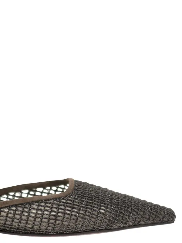 Brunello Cucinelli Suede Mules With Precious Net Embroidery