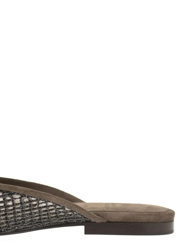 Brunello Cucinelli Suede Mules With Precious Net Embroidery