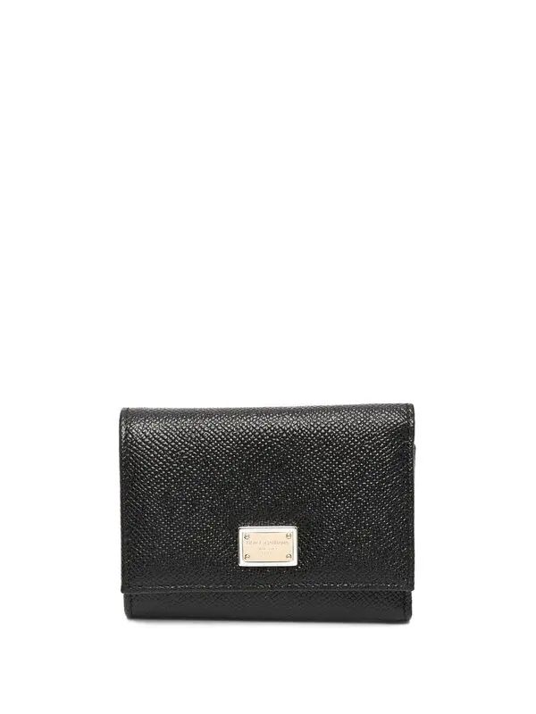 Dolce & Gabbana Dauphine Calfskin Wallet With Branded Tag - Black