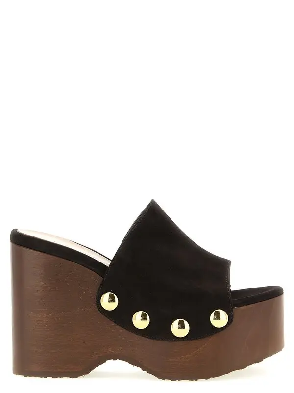 GIANVITO ROSSI Suede Ardea Clogs With Metallic Studs - Brown