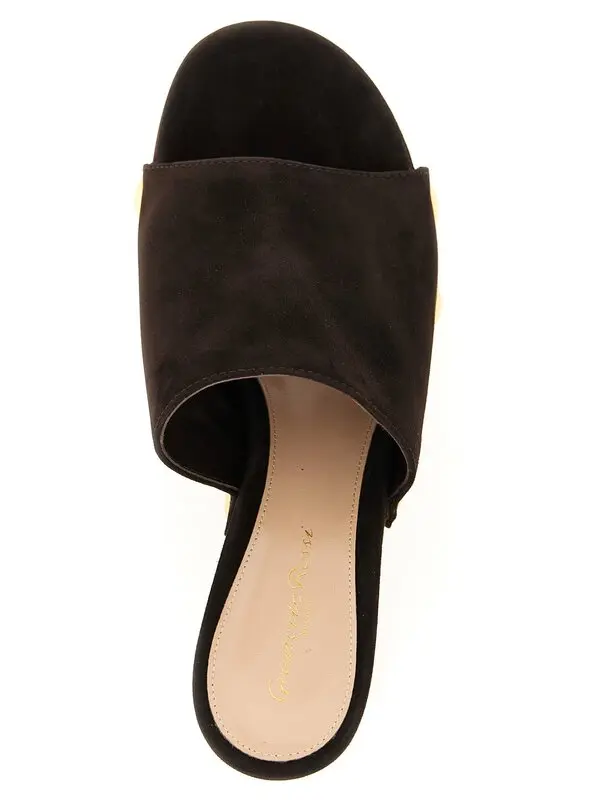 GIANVITO ROSSI Suede Ardea Clogs With Metallic Studs - Brown