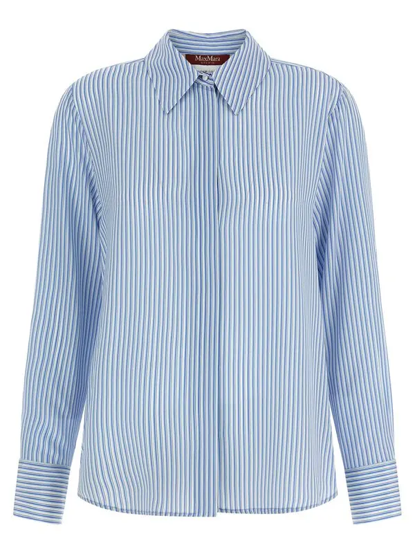 Max Mara Mstflirt Striped Silk Shirt - Blue