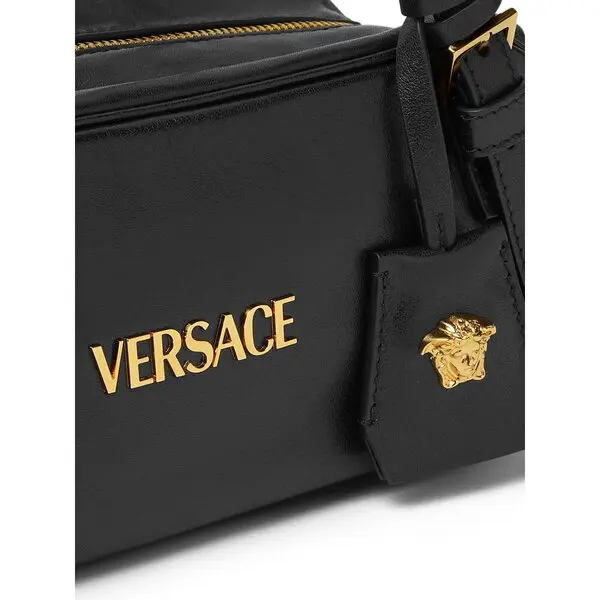 Versace Lambskin Shoulder Bag With Gold-tone Medusa Head Motif
