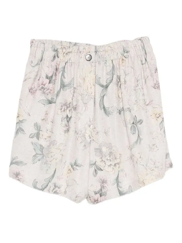 FORTE_FORTE Floral Print Elasticated Waistband Shorts