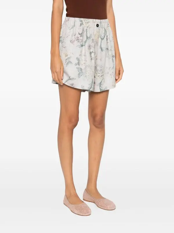 FORTE_FORTE Floral Print Elasticated Waistband Shorts
