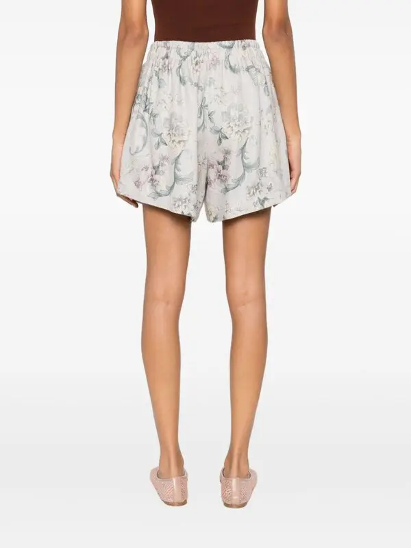 FORTE_FORTE Floral Print Elasticated Waistband Shorts