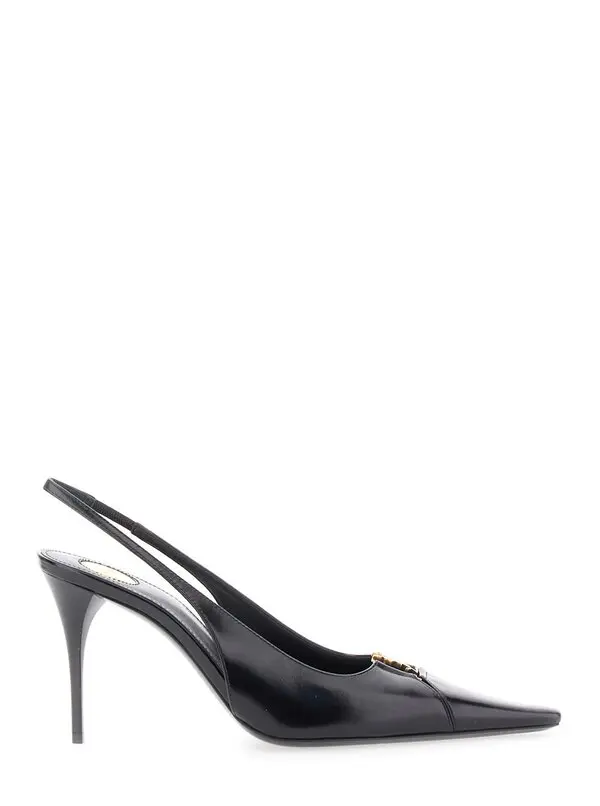 Saint Laurent Babylone' Slingback Pumps With Cut-out Toe And Cassandre Plate - Multicolor