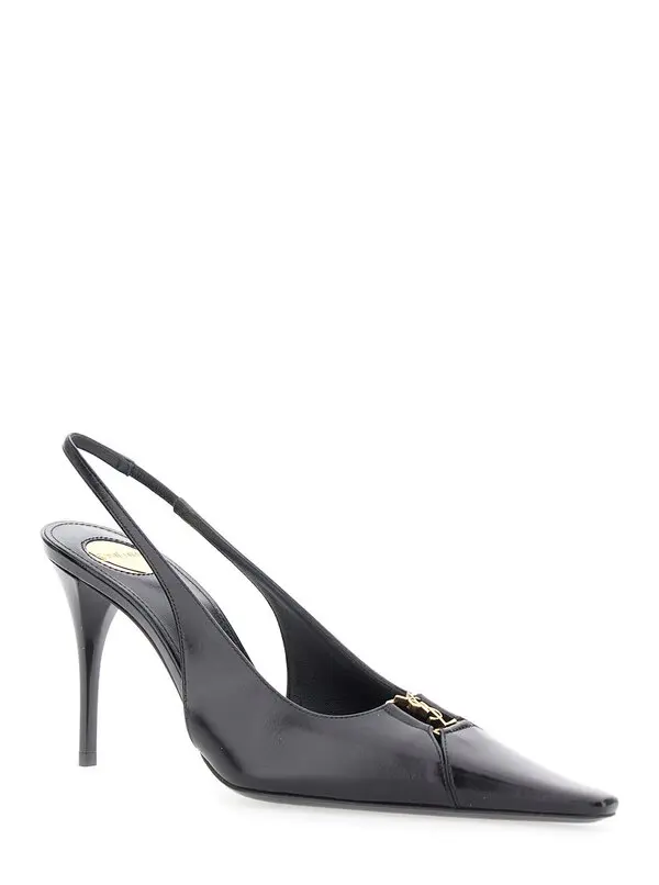 Saint Laurent Babylone' Slingback Pumps With Cut-out Toe And Cassandre Plate - Multicolor