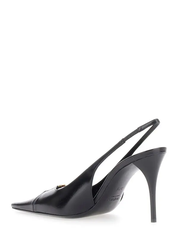 Saint Laurent Babylone' Slingback Pumps With Cut-out Toe And Cassandre Plate - Multicolor